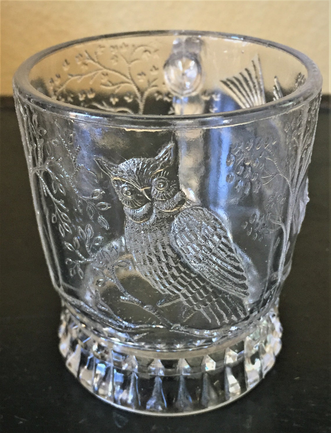 Two Glass Cups, Sweet, Victorian, EAPG, "bird on a Branch & Owl", Mugs ...