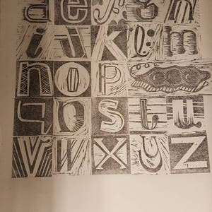 Alphabet Lino Cut Print; Multiple Lino Tiles, Each Letter is ...