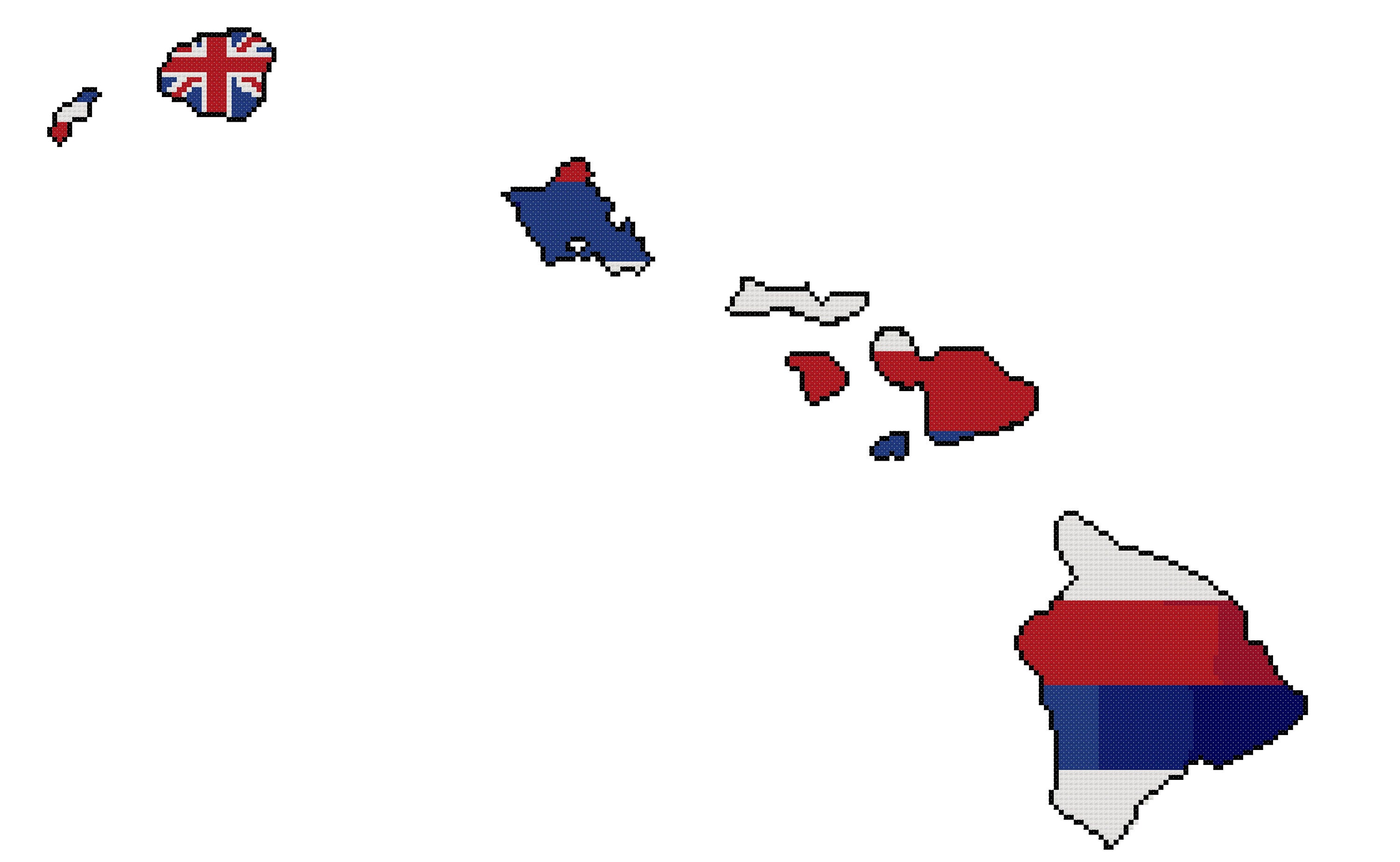 Hawaii State Map of Counties With Flag Overlay (digital Cross Stitch ...