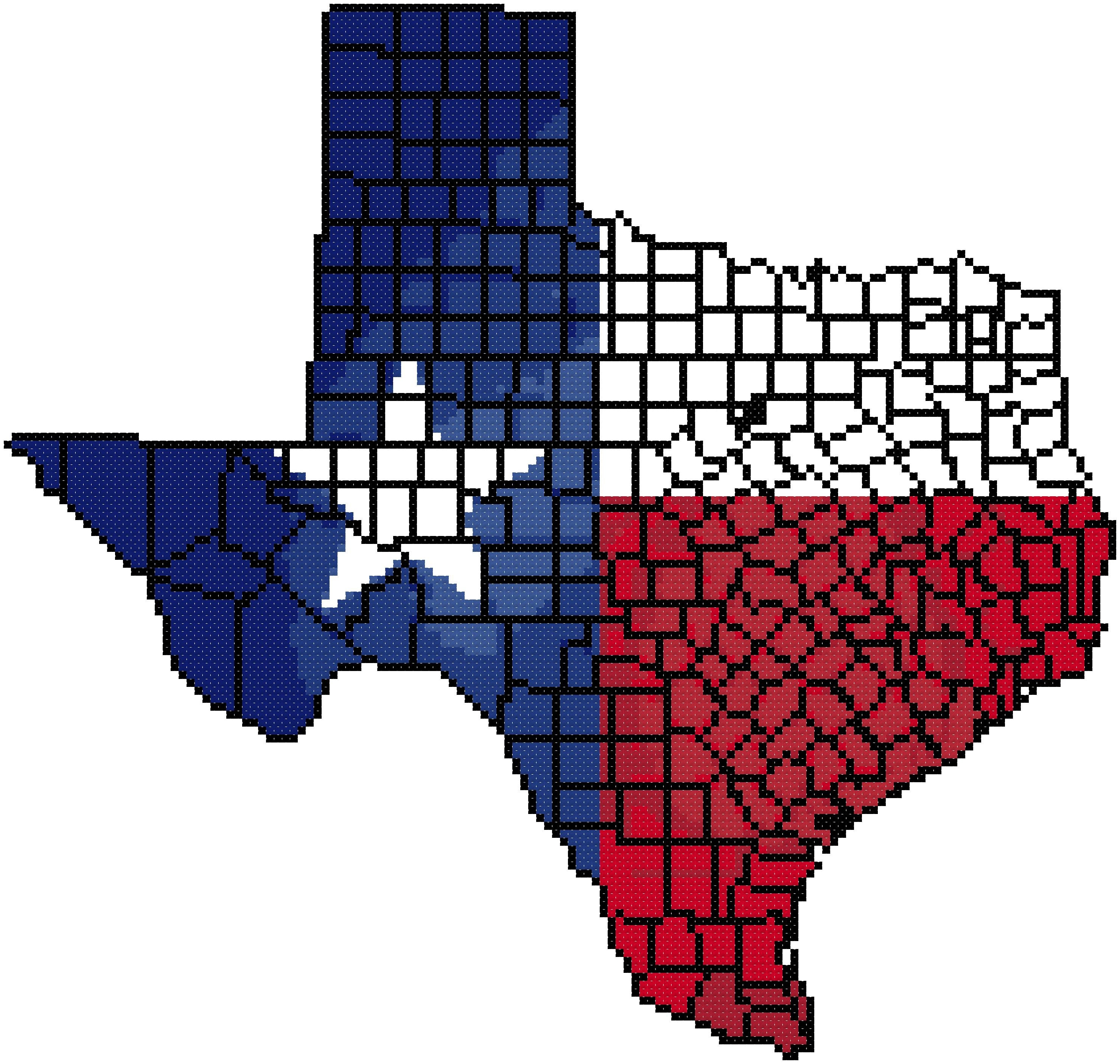 Texas State Map of Counties With Flag Overlay (digital Cross Stitch ...