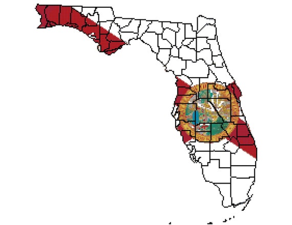 Florida State Map of Counties With Flag Overlay digital Cross - Etsy
