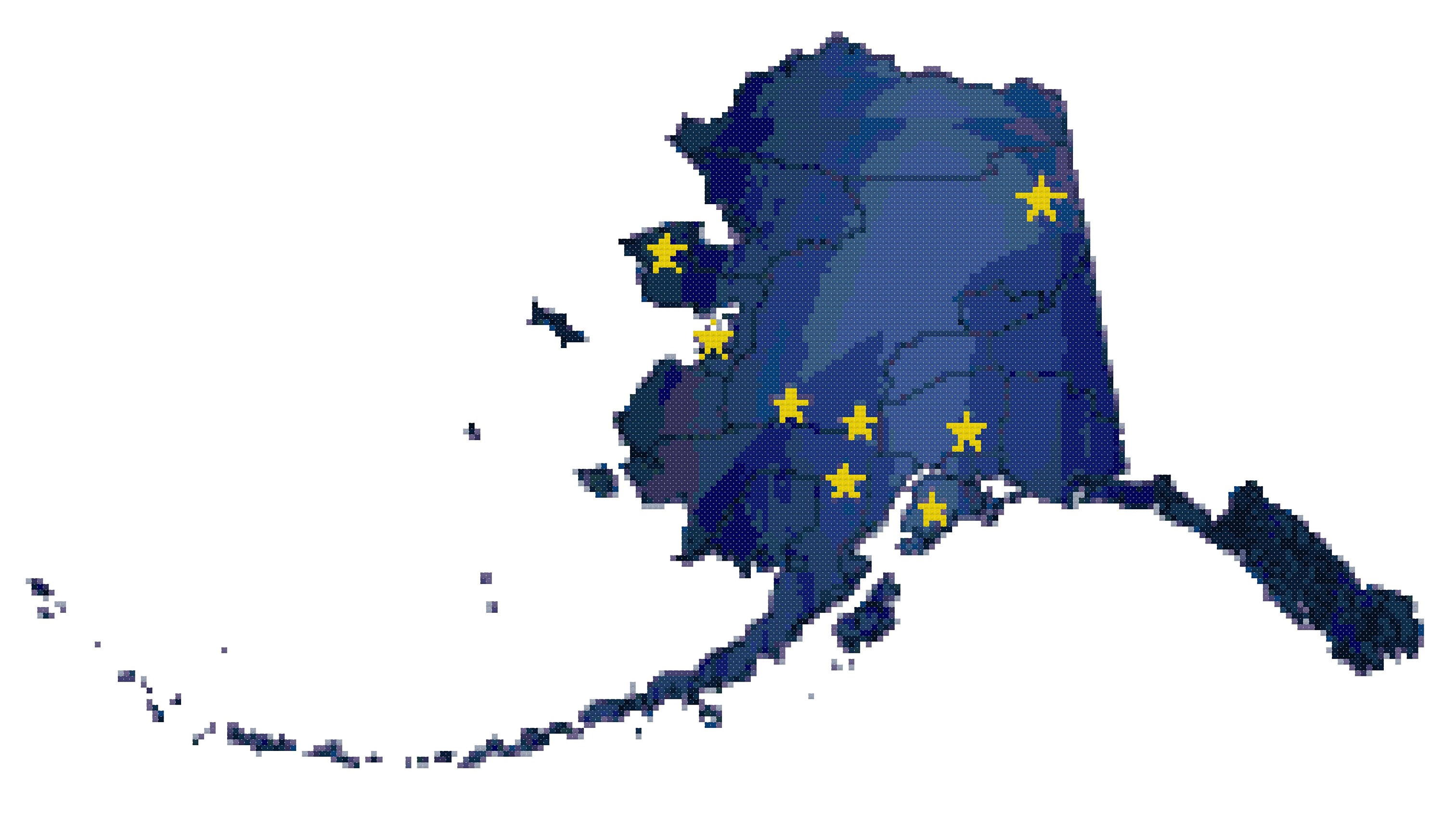 Alaska State Map of Counties With Flag Overlay (digital Cross Stitch ...