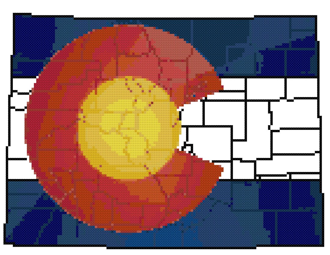 Colorado State Map of Counties With Flag Overlay (digital Cross Stitch ...
