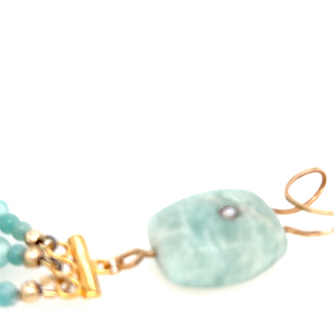 Green Chatoyant Moonstone 3-strand Necklace Handcrafted Aventurine Hook ...