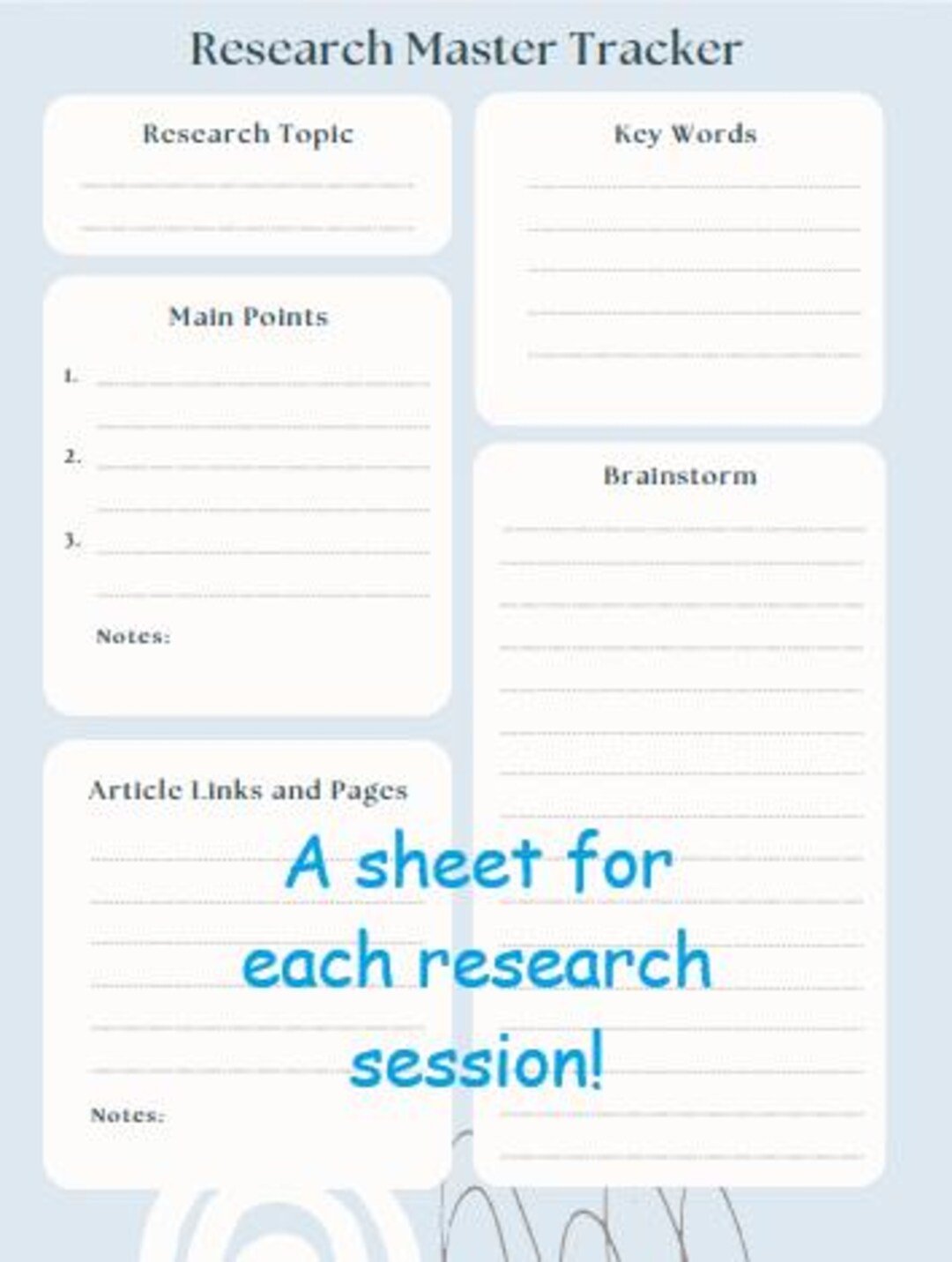 Blue Research Organizer Package - Digital Download - Etsy