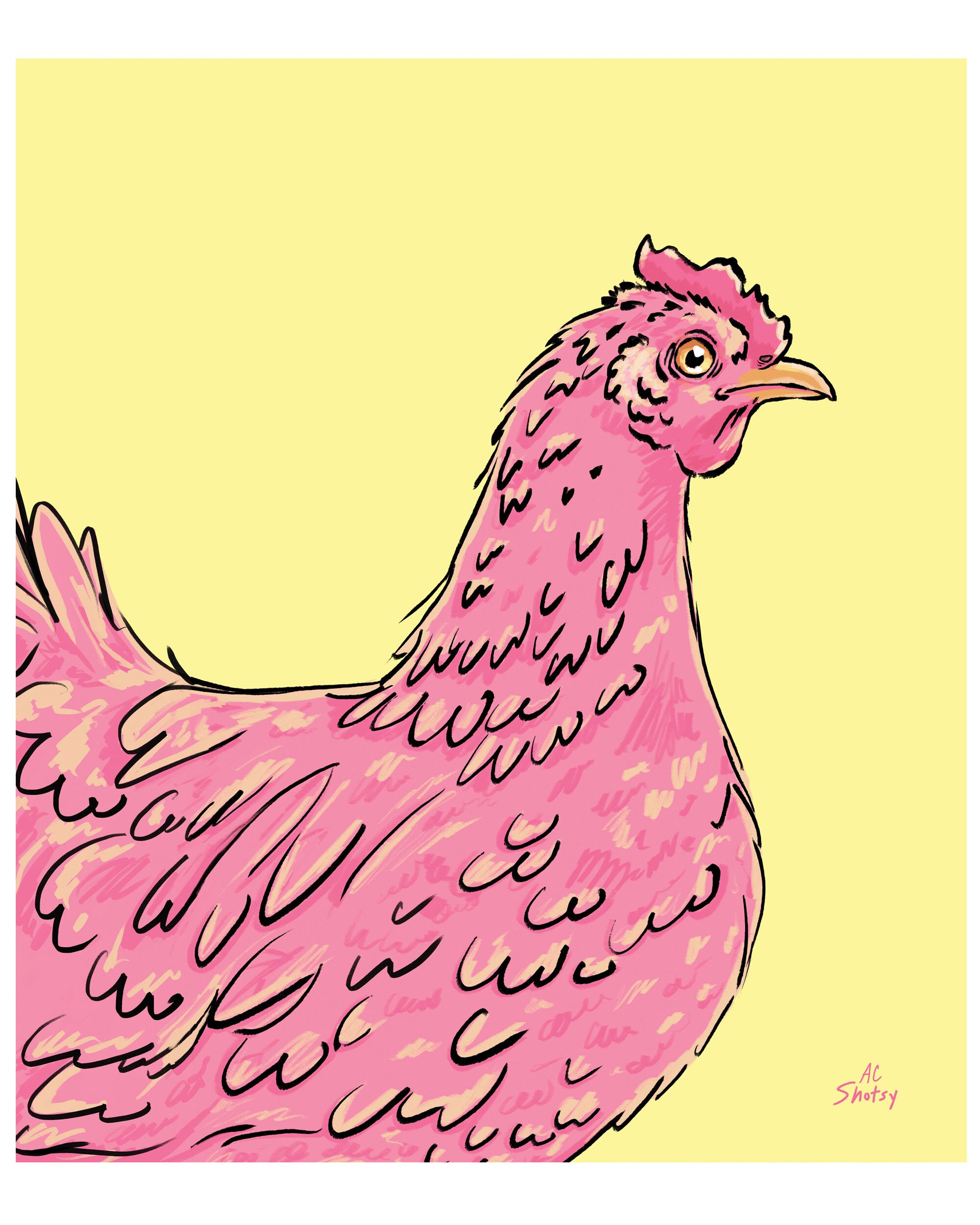 Happy Hen Funny Chicken Wall Art Print Digital, Hand Drawn Kitchen ...