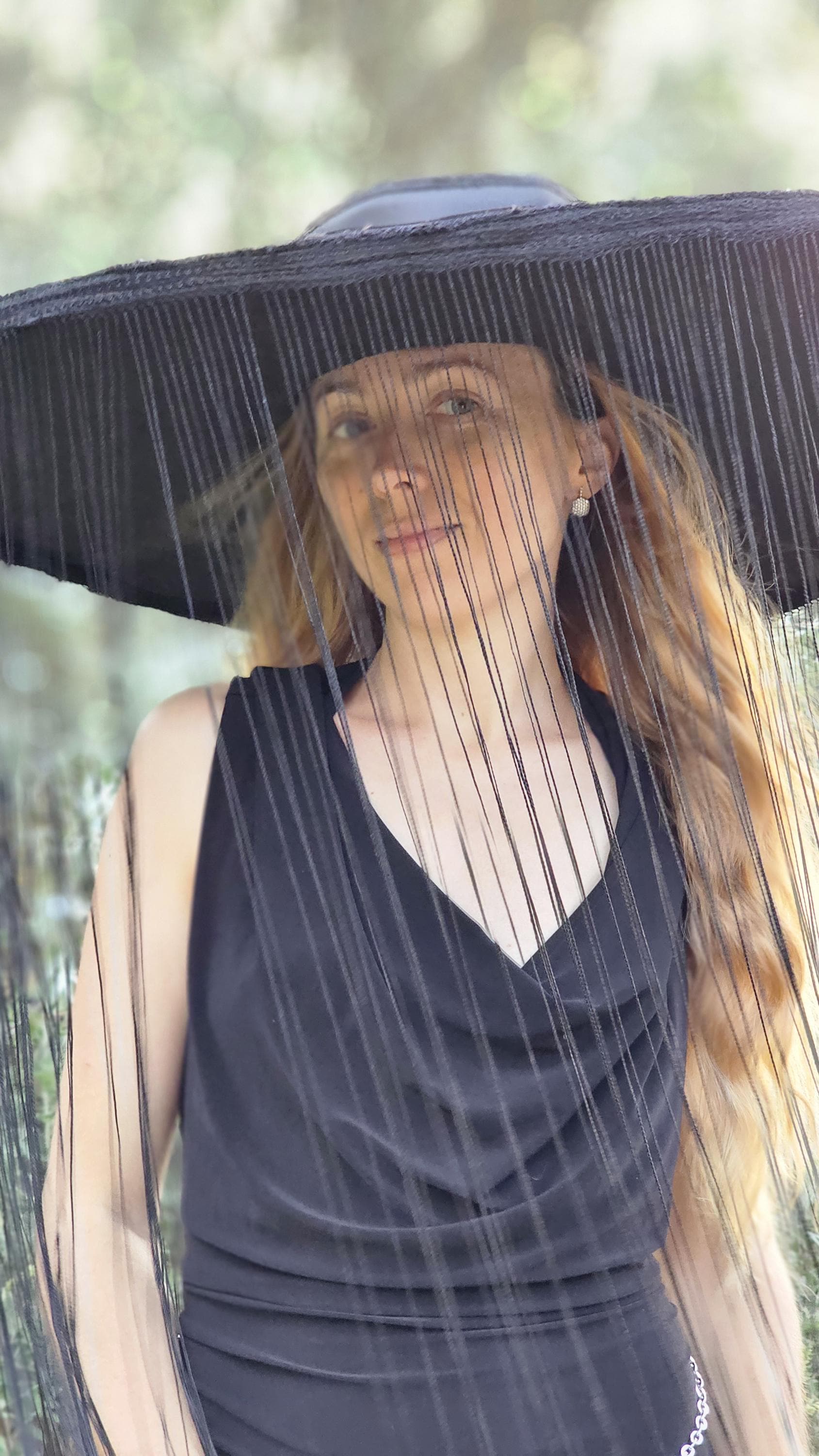 Big Black Hat With Long Fringes for Photoshoot Woman or Men. Black Hat ...