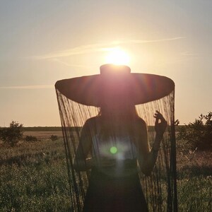 Big Black Hat With Long Fringes for Photoshoot Woman or Men. Black Hat ...