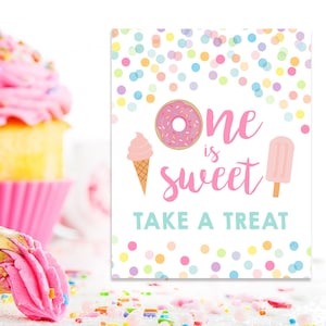 One is Sweet Take a Treat Sign, Donut First Birthday Party, Sweet One ...