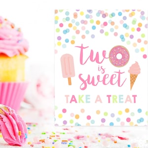 Two Sweet Take a Treat Sign, Donut Birthday Party, Two Sweet Party ...