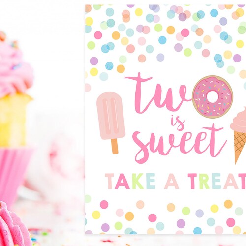 Two Sweet Sign Donut Birthday Party She's Two Sweet | Etsy