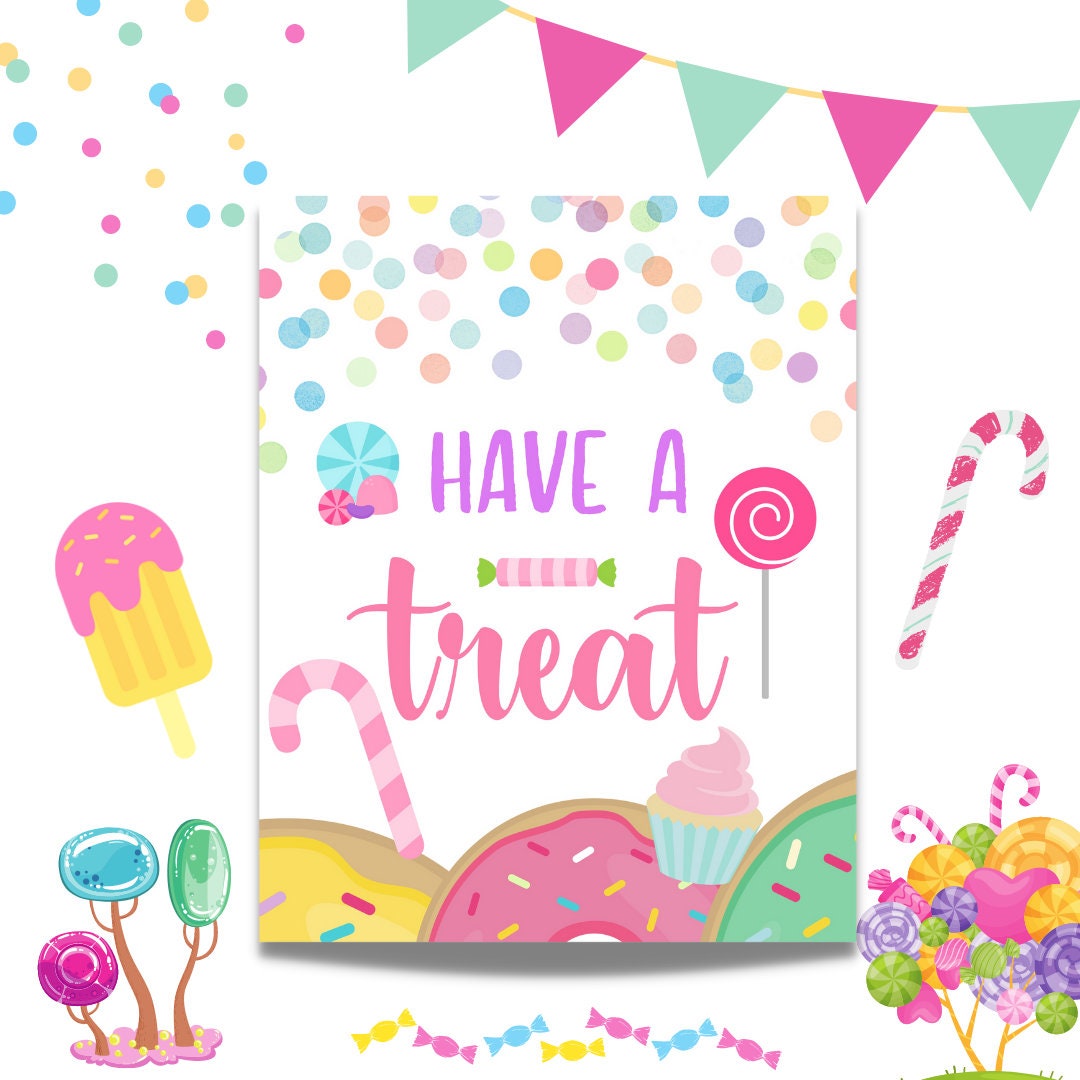 Treats Table Sign: Sweet Birthday Party Decor (printable PDF) - Etsy
