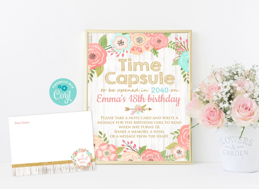Boho Time Capsule, Editable Birthday Time Capsule, 18th Birthday ...