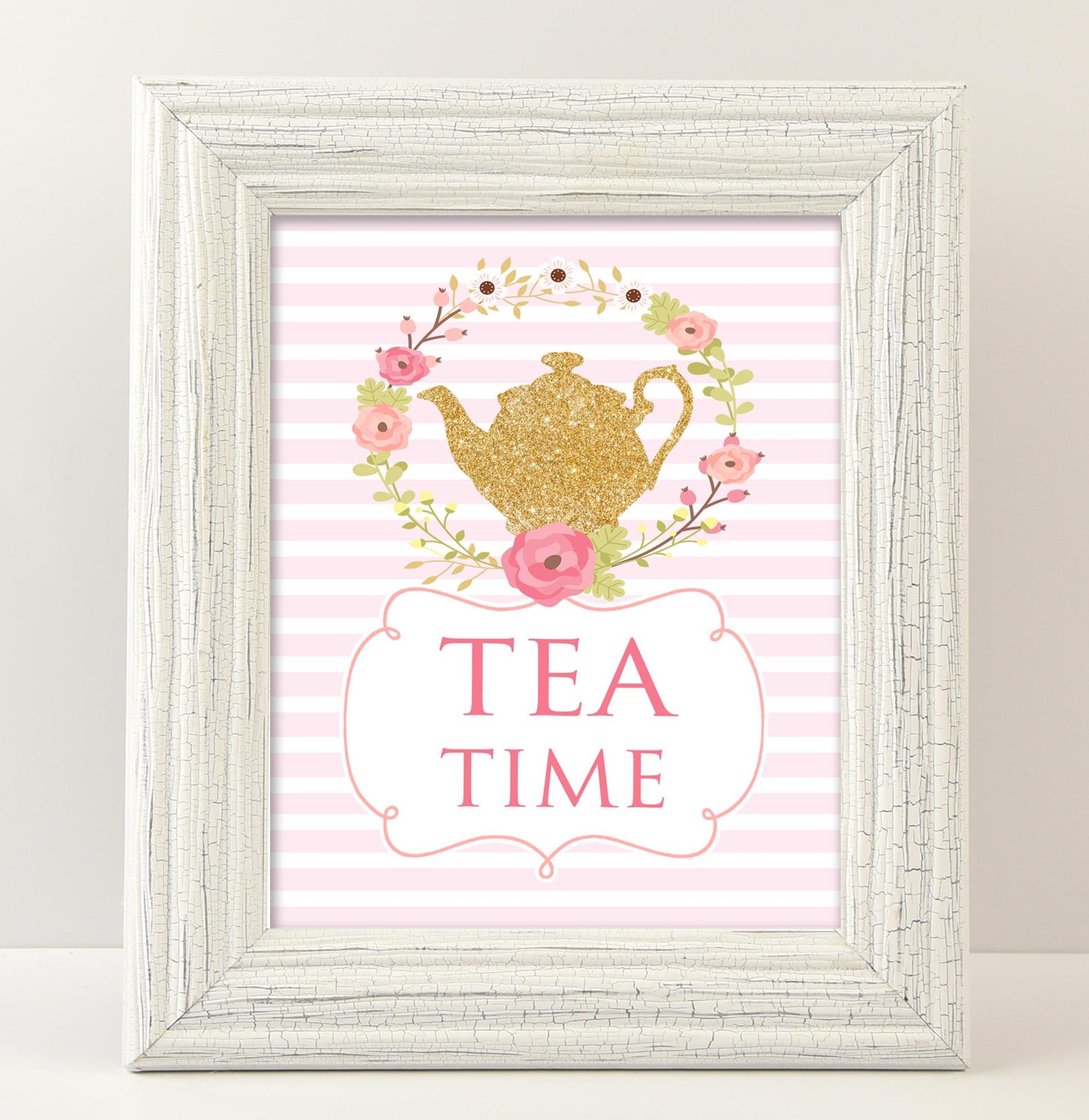 Tea Time Printable 8x10, Tea Party Sign, Party Decoration, Tea Bridal ...