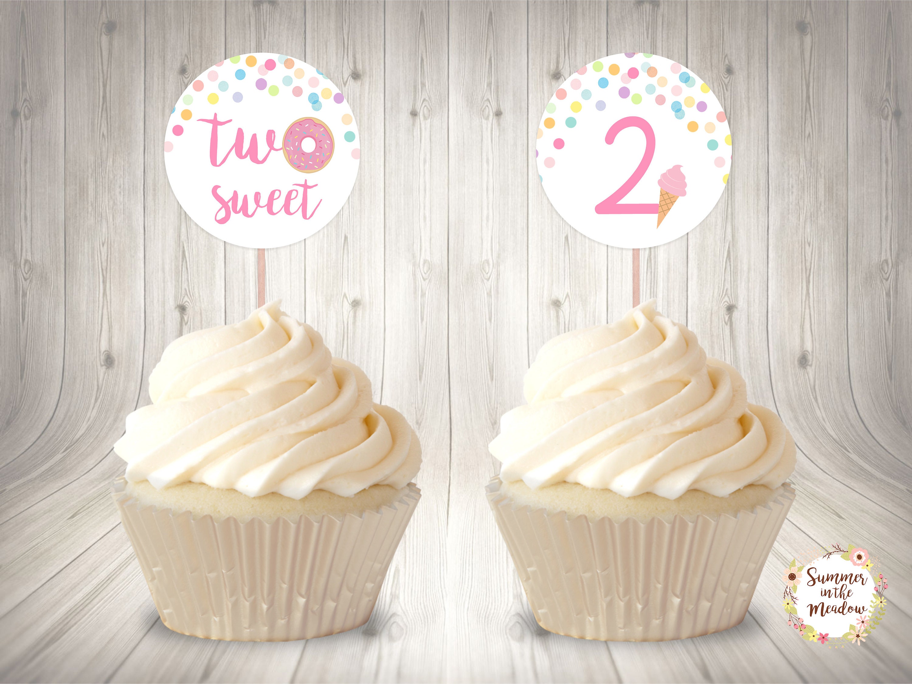 Two Sweet Birthday Party Decorations, Donut and Ice Cream Birthday ...