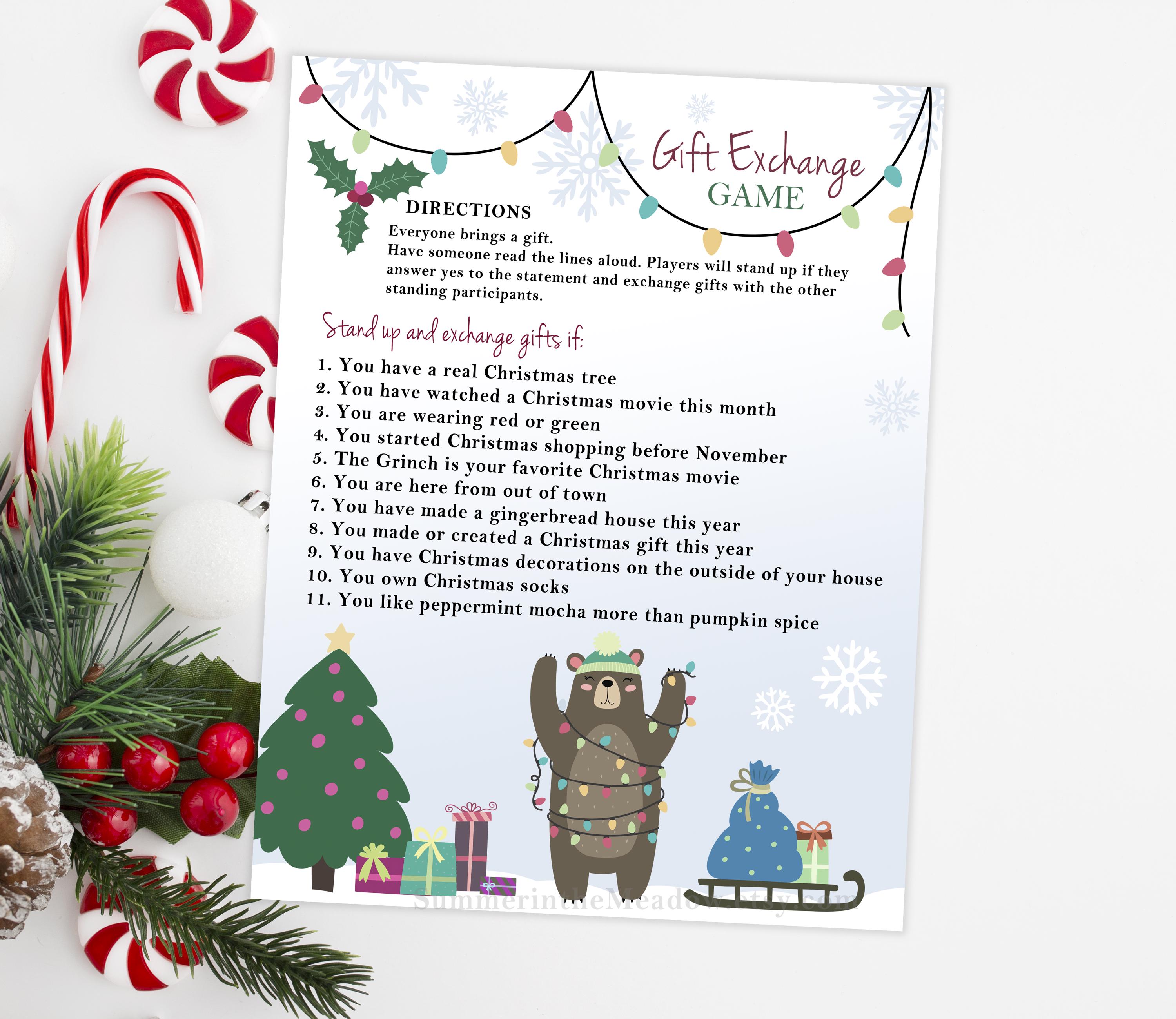 Gift Exchange Game Printable for Christmas, Christmas Party Game - Etsy