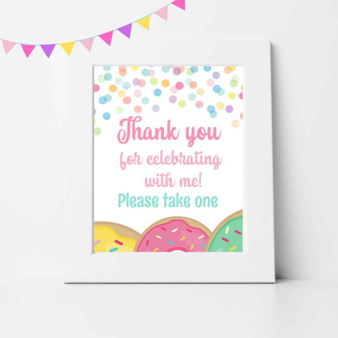 Donut Birthday Party Favor Sign: Please Take One (printable PDF) - Etsy