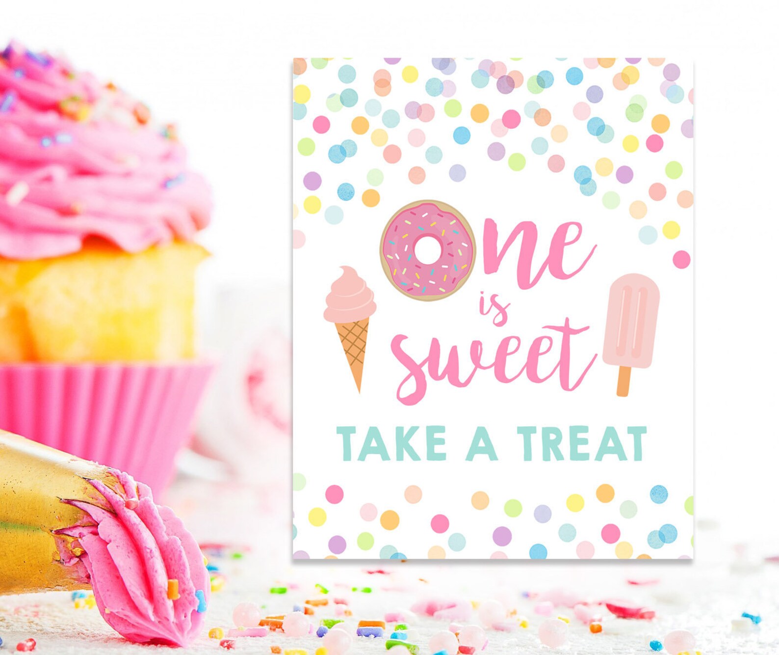 One is Sweet Take a Treat Sign, Donut First Birthday Party, Sweet One ...