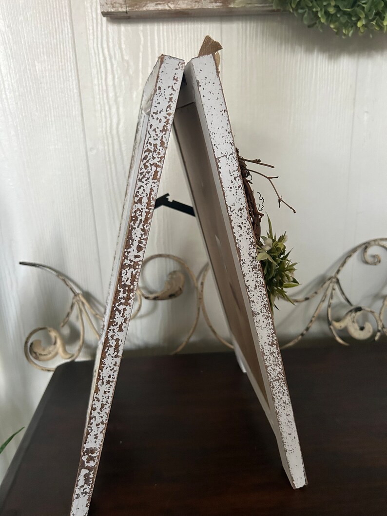 Farmhouse Chalkboard Decor: Distressed White Wood, Grapevine Wreath - Etsy
