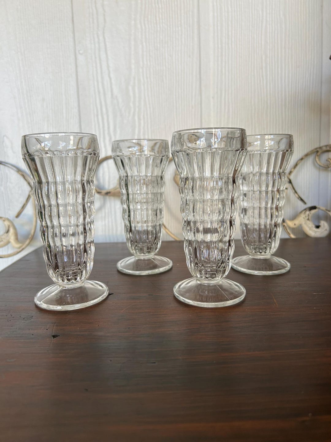 Vintage Jeanette Glass Footed Parfait Juice Glasses//vintage Kitchen ...