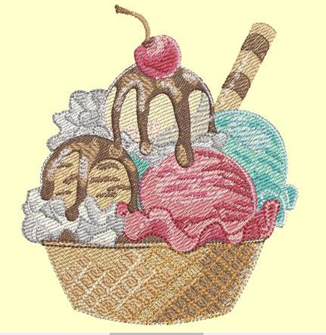 Ice Cream Sundae Machine Embroidery Design - Etsy