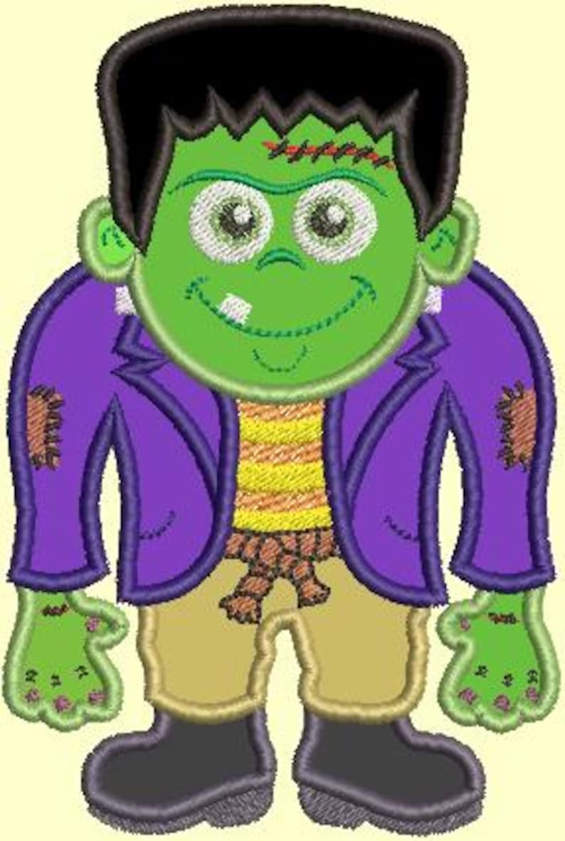 Halloween Frankenstein Machine Embroidery Applique Design - Etsy