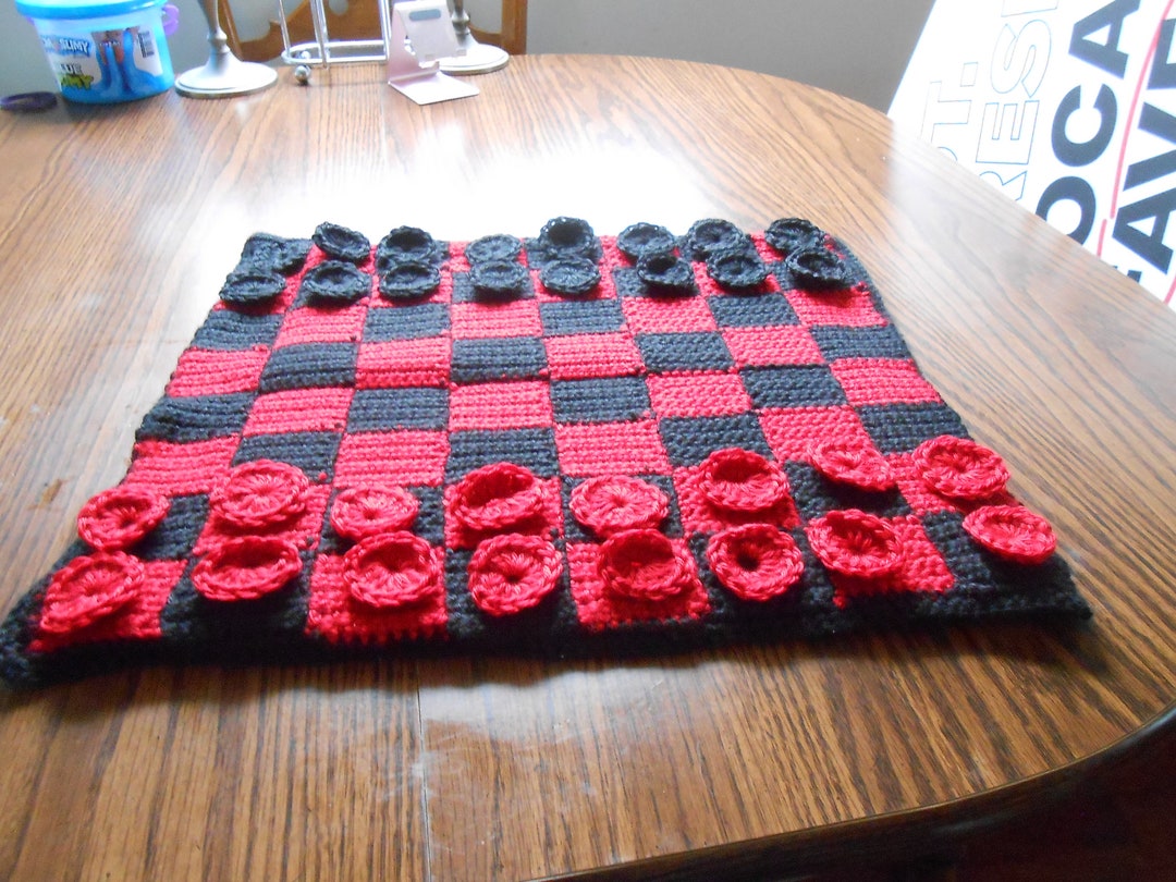 New HANDMADE Crocheted Checkerboard Set - Etsy