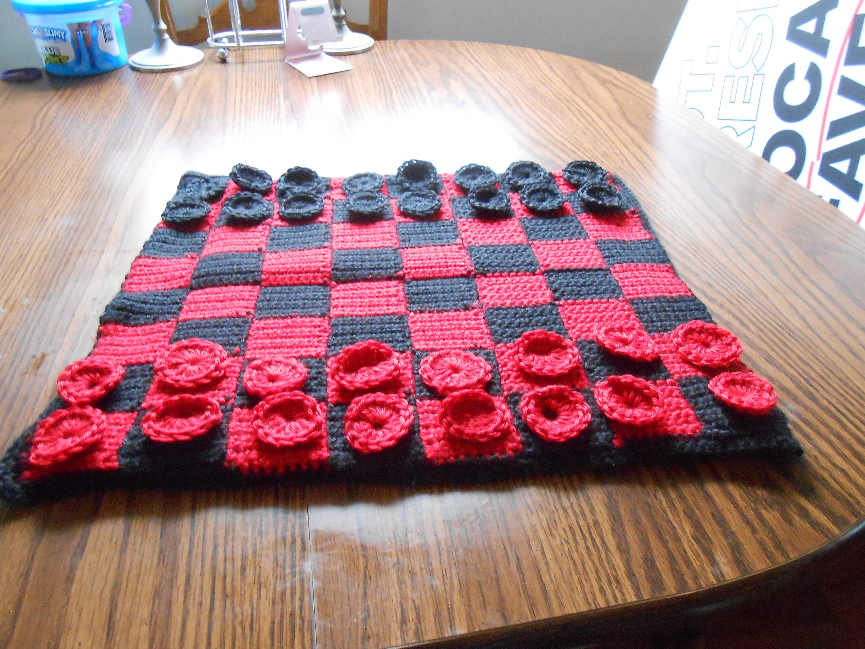 New HANDMADE Crocheted Checkerboard Set - Etsy