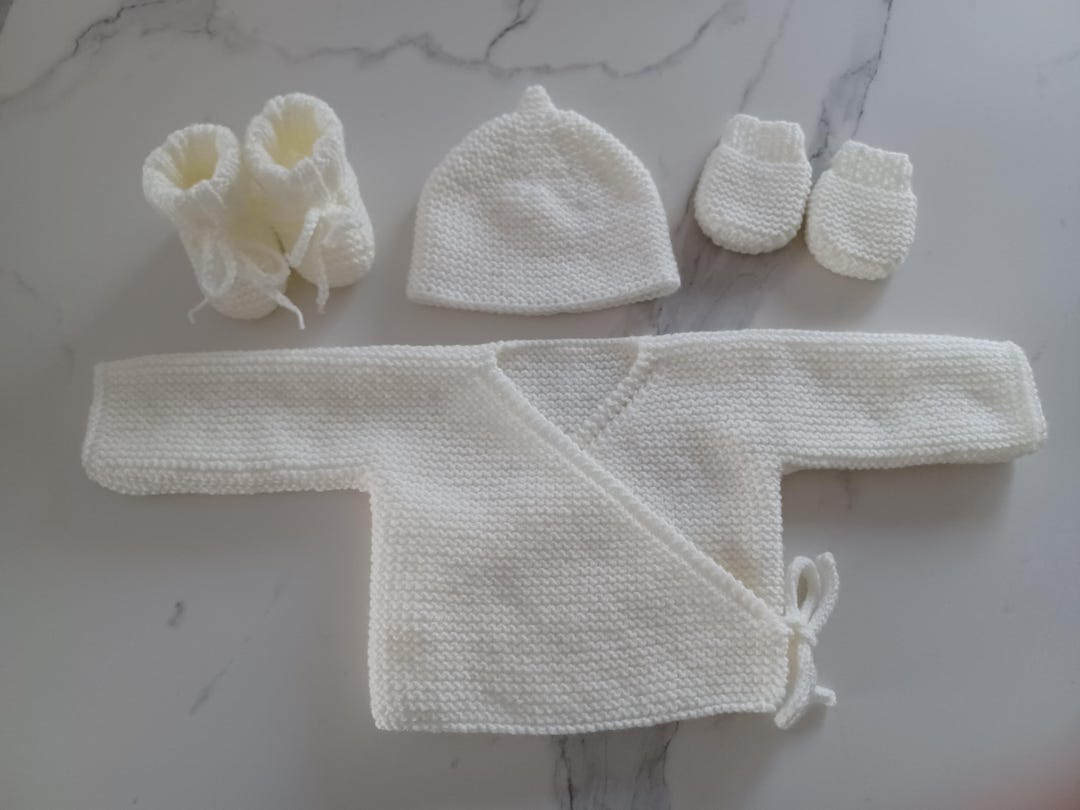 3 or 4 Piece Set: Bra, Slippers, Hat, Mittens, Baby Girl or Boy Layette ...