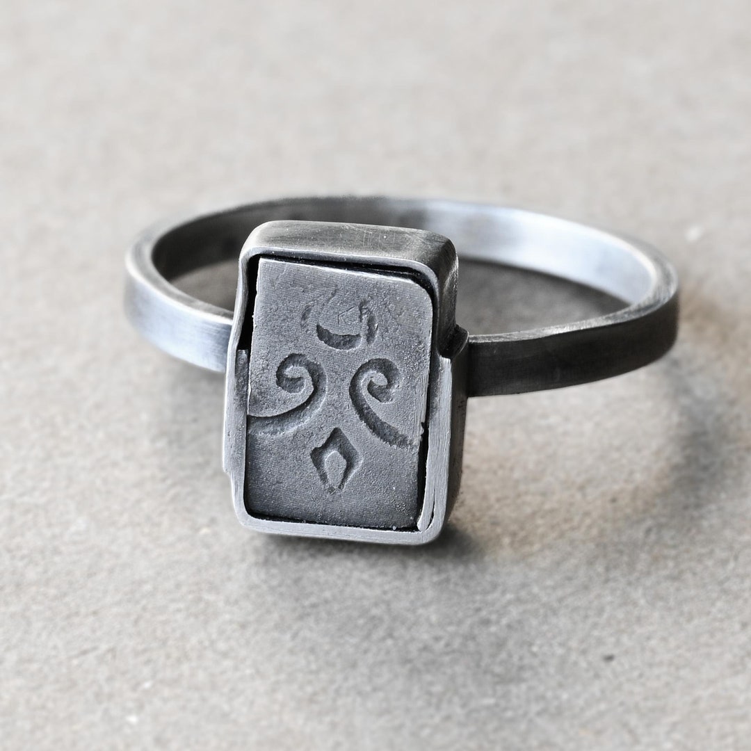 Mini Tile Ring in Sterling Silver - Etsy