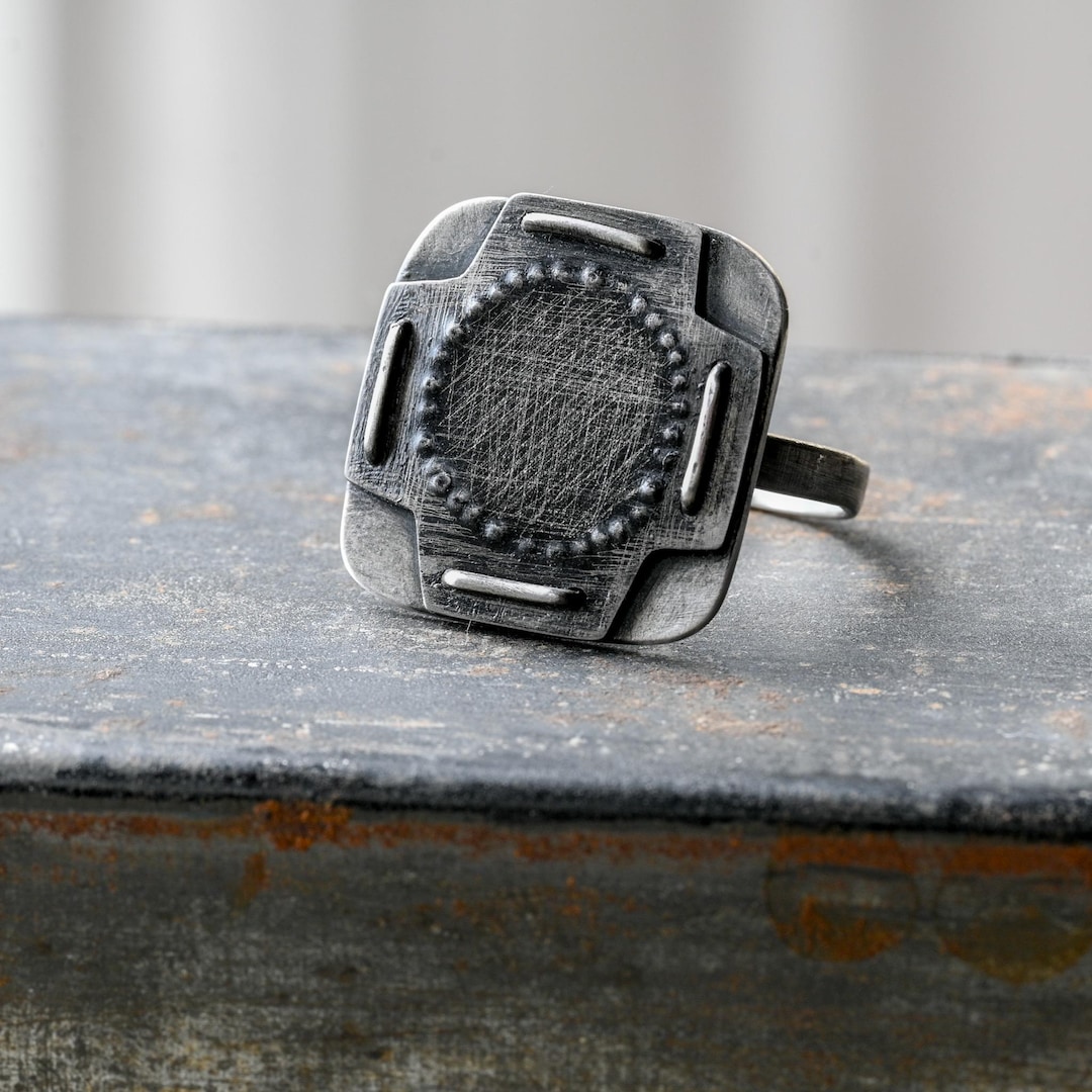 Titanium and Sterling Cross Ring - Etsy