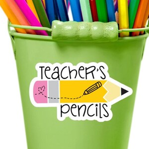 Sticker | Teacher's Pencils Vinyl Sticker | Pencil Cup Label | Teacher ...