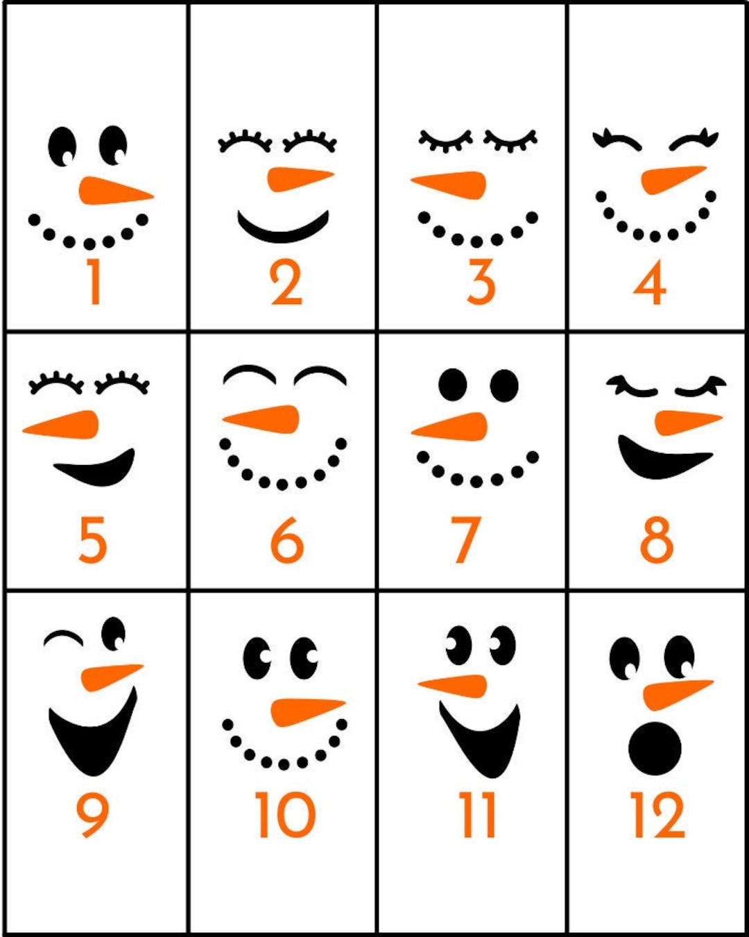 Snowman Face Decals - Vinyl Stickers for Winter Crafts, Christmas ...