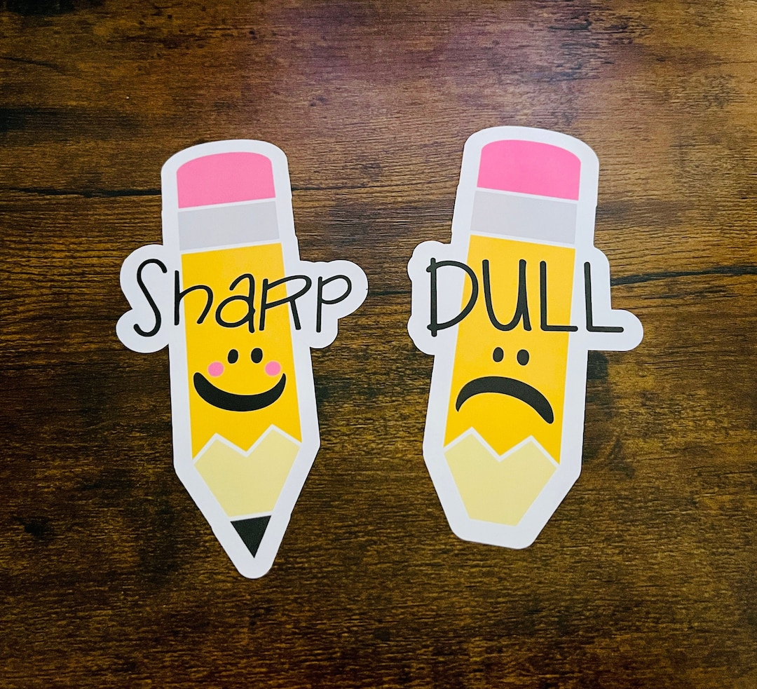 Sticker Set Sharp Pencils Dull Pencils Vinyl Sticker Set Pencil Cup ...