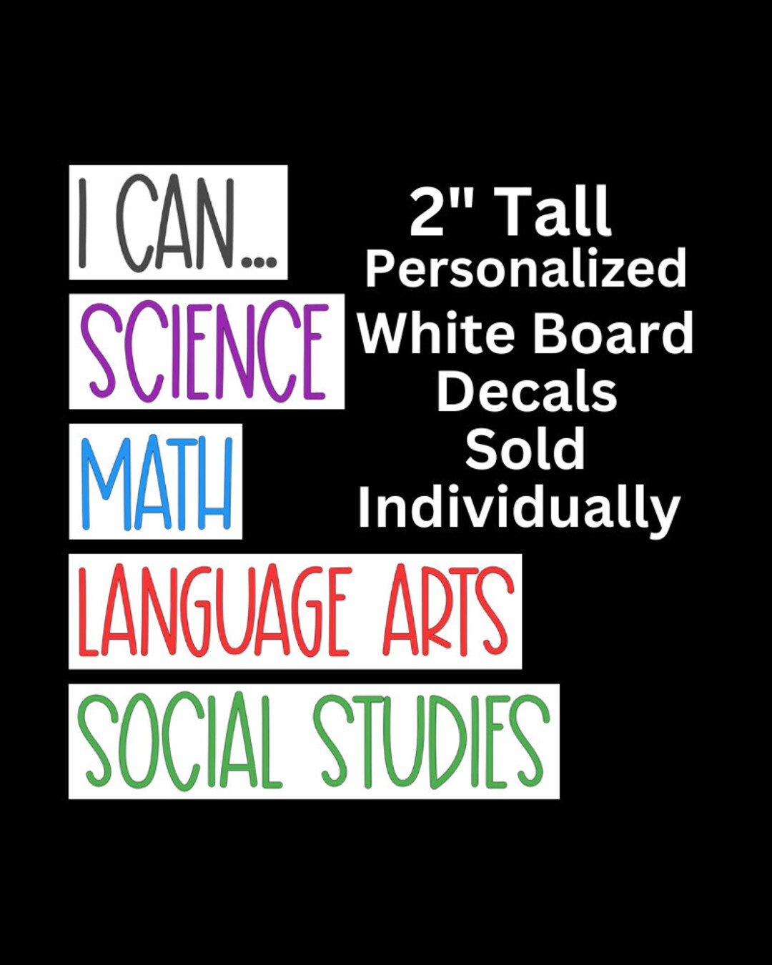 Decals | Classroom Whiteboard Decals | Personalized Word Decals ...