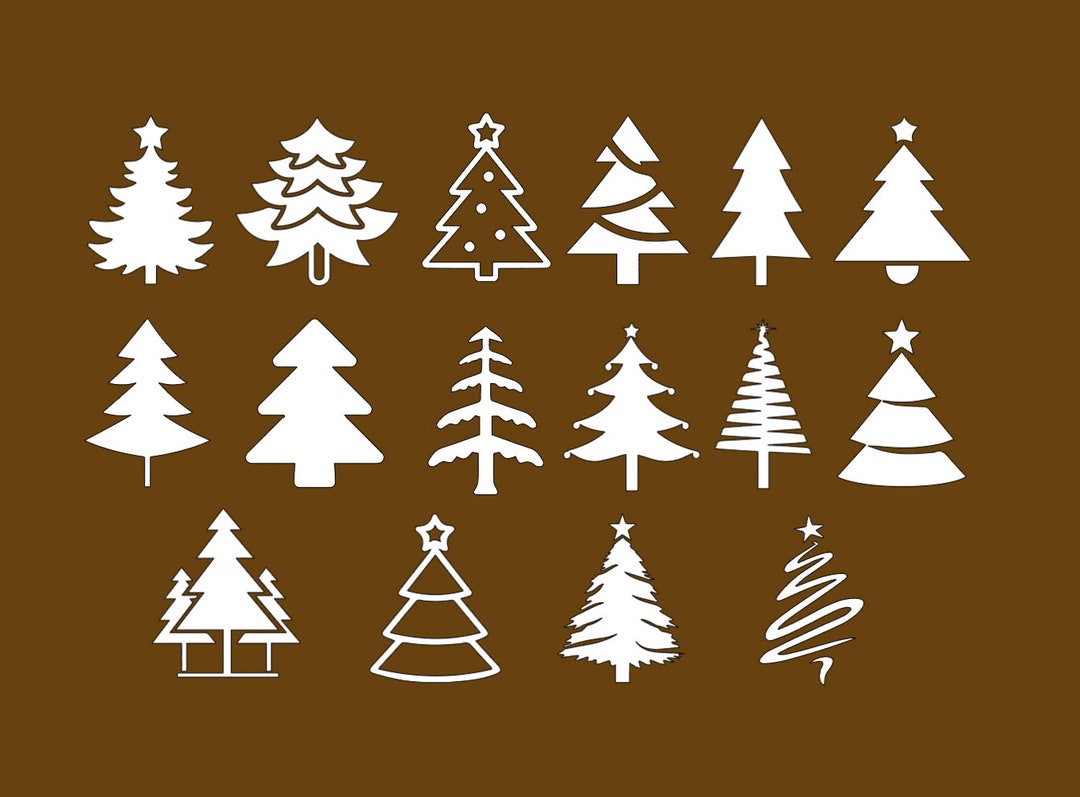 Set of 16 Christmas Tree Vinyl Decals | Evergreen Tree Stickers | DIY ...