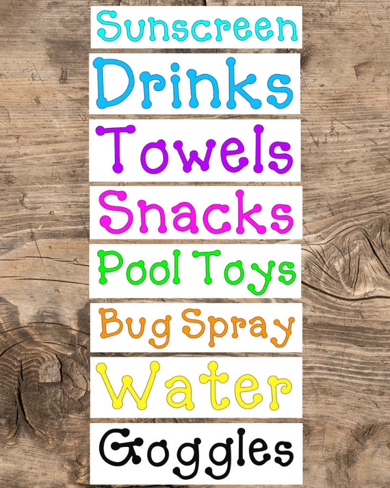Decals Summer Pool Party Word Labels Beach Party Decals - Etsy