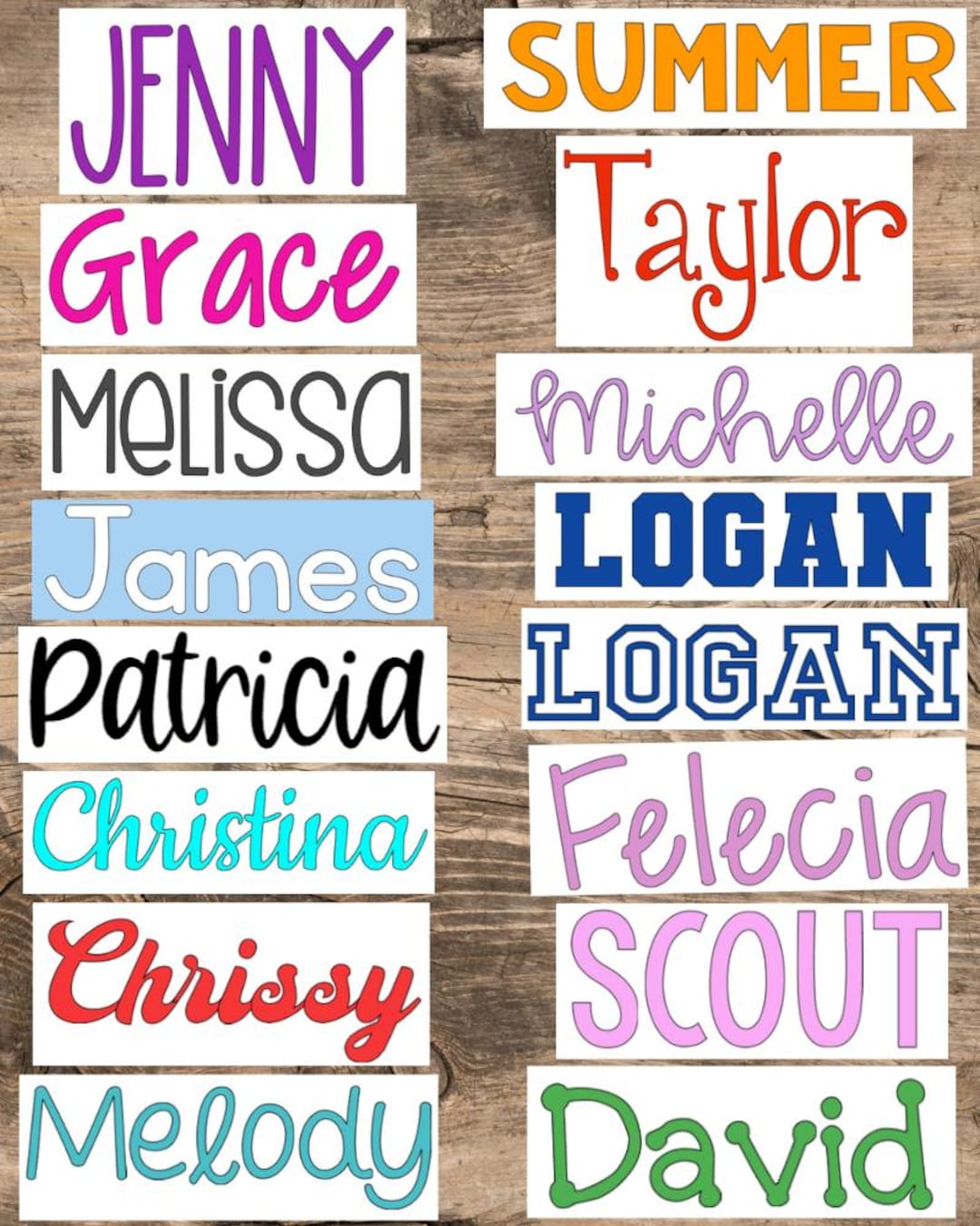 Name Decals - Personalized Vinyl Stickers - Custom Waterproof Labels ...
