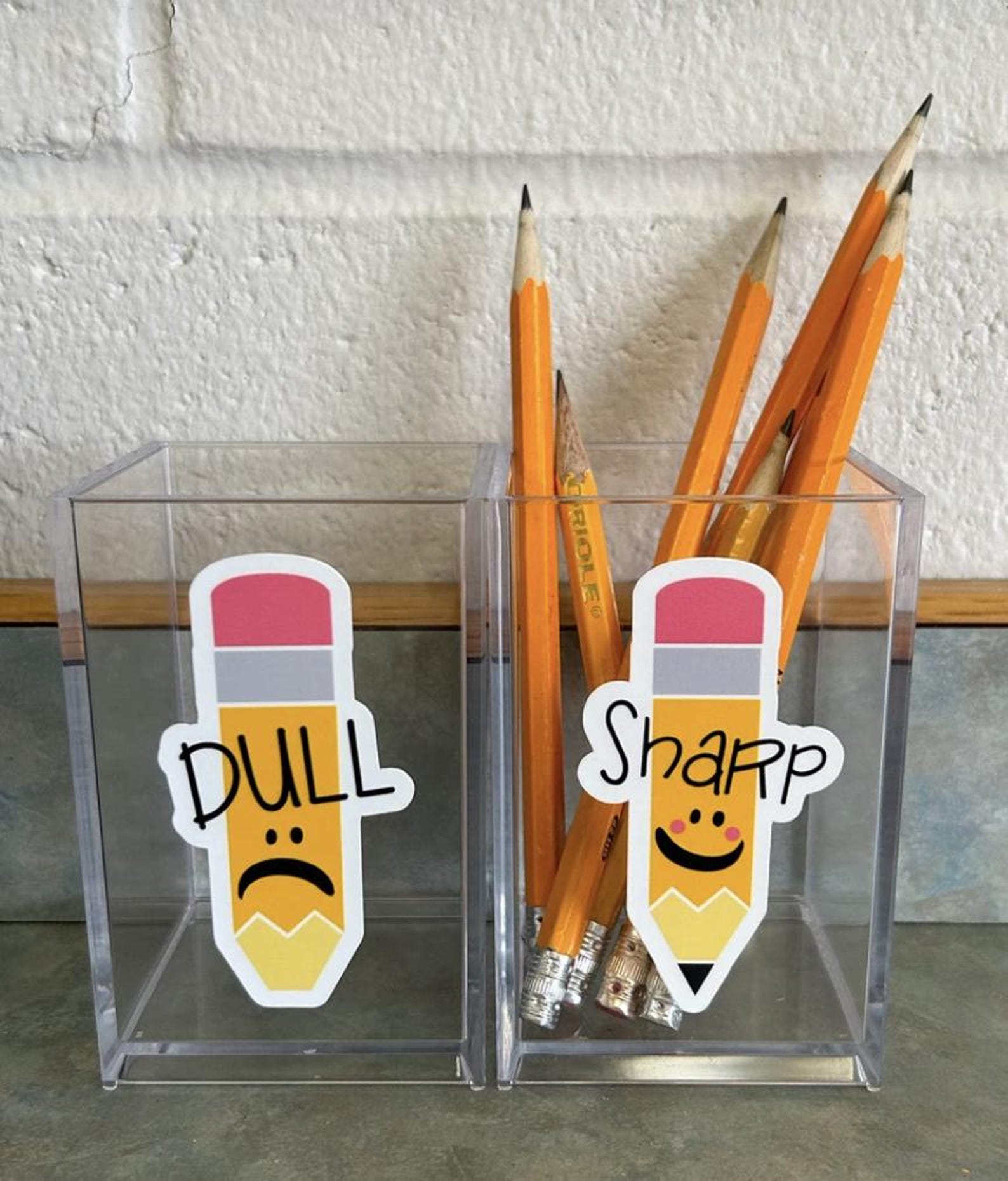Sharp Dull Pencils Sticker Set - Waterproof Pencil Cup Labels for ...