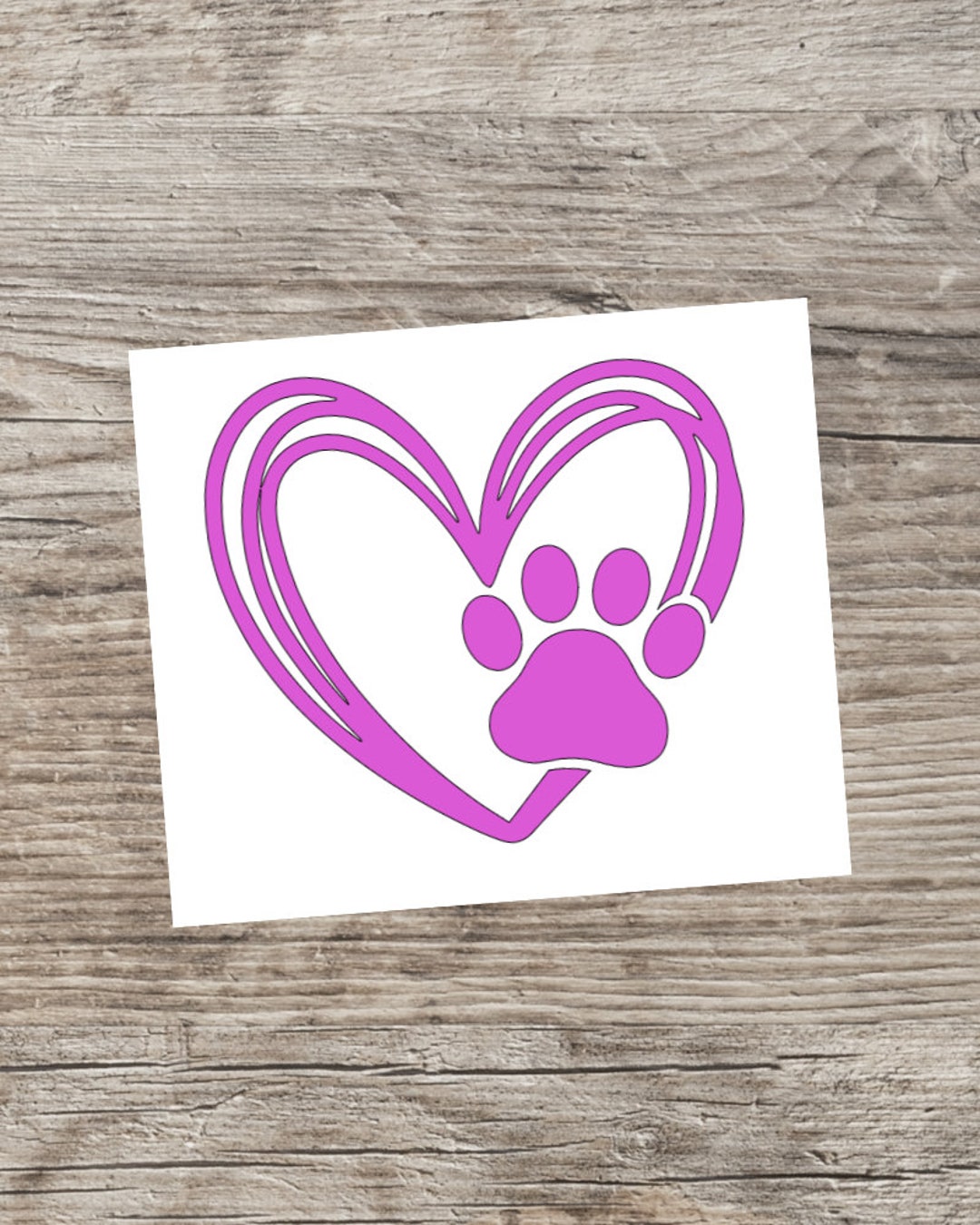 Decal Heart With Paw Print Vinyl Decal Love Footprint Sticker Dog or ...