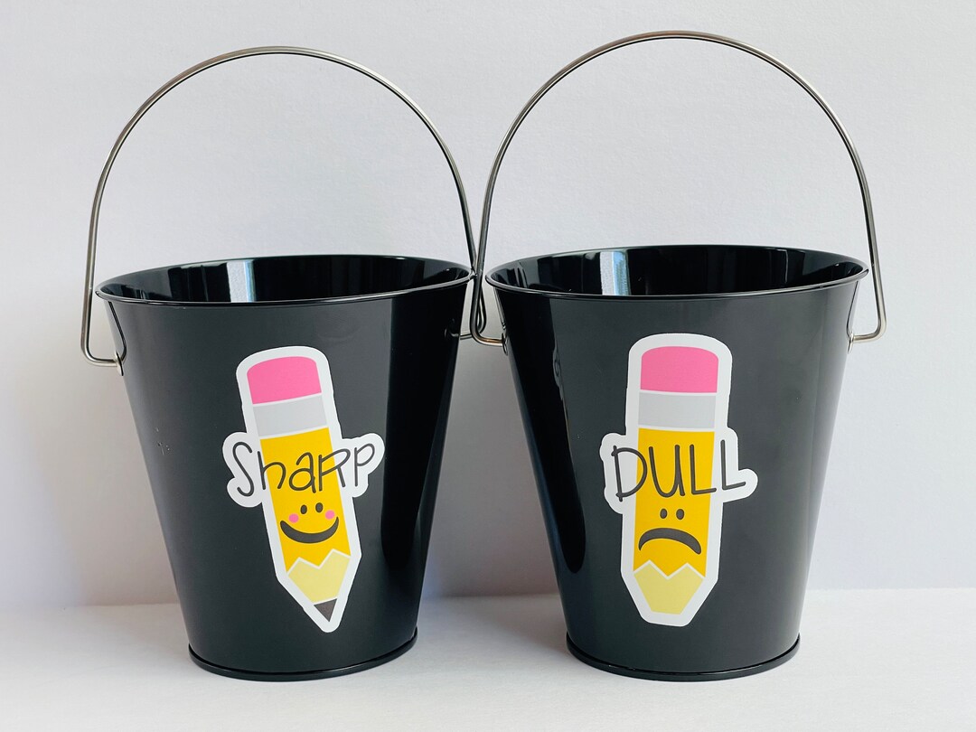 Sharp Dull Pencil Sticker Set - Waterproof Cup Labels for Teachers ...