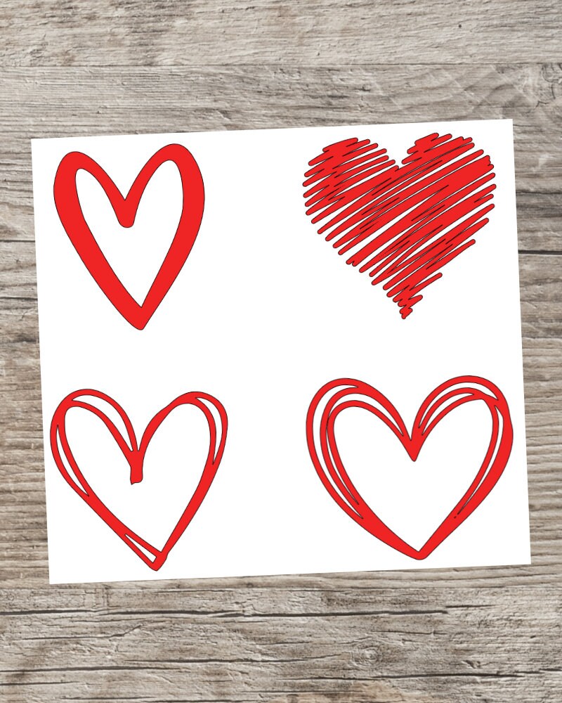 Decals Set of 4 Heart Shape Decals Whimsical Heart Decals - Etsy