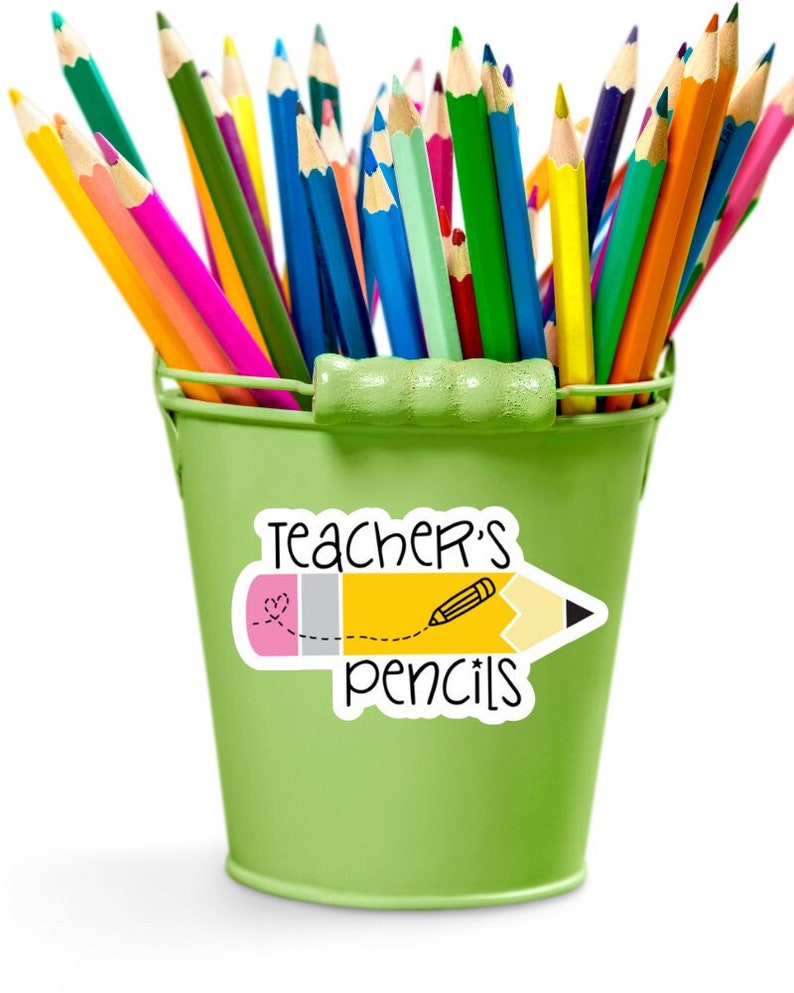 Teacher's Pencils Sticker - Waterproof Pencil Cup Label for Classroom ...