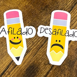 Spanish Sharp Dull Pencils Sticker Set - ELL Classroom Teacher ...