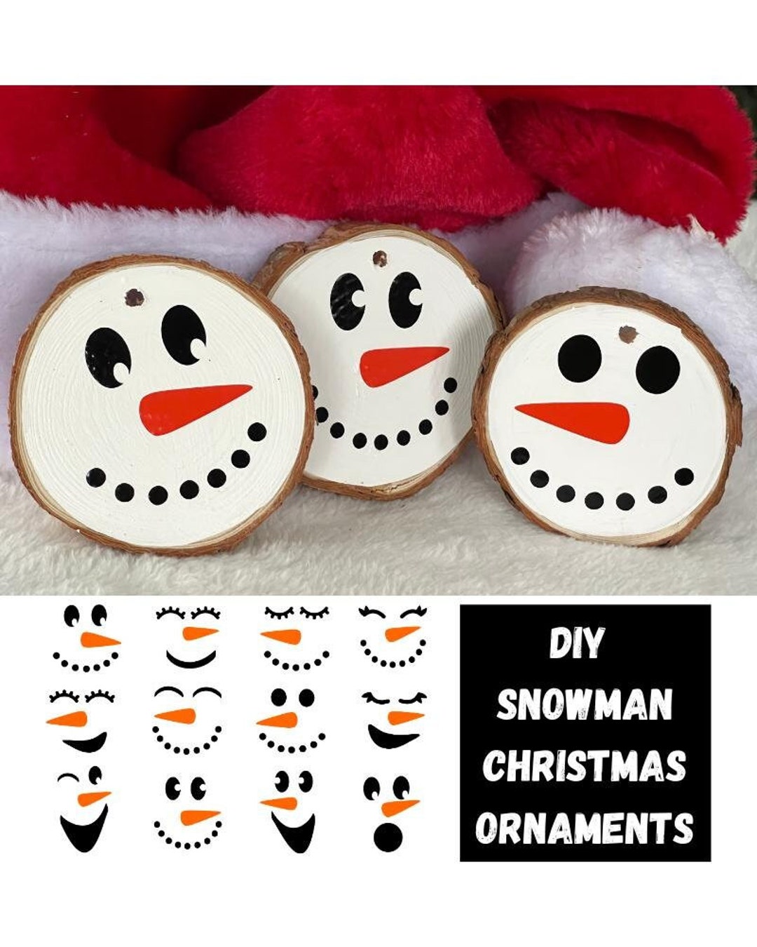 Snowman Face Vinyl Decals for Ornament Decorating | Snowman Stickers ...