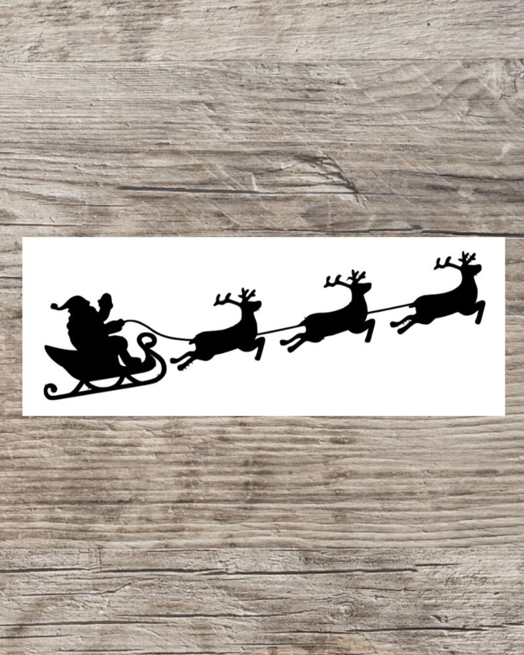 Santa's Sleigh With Reindeer Silhouette Vinyl Decal | Santa Claus ...