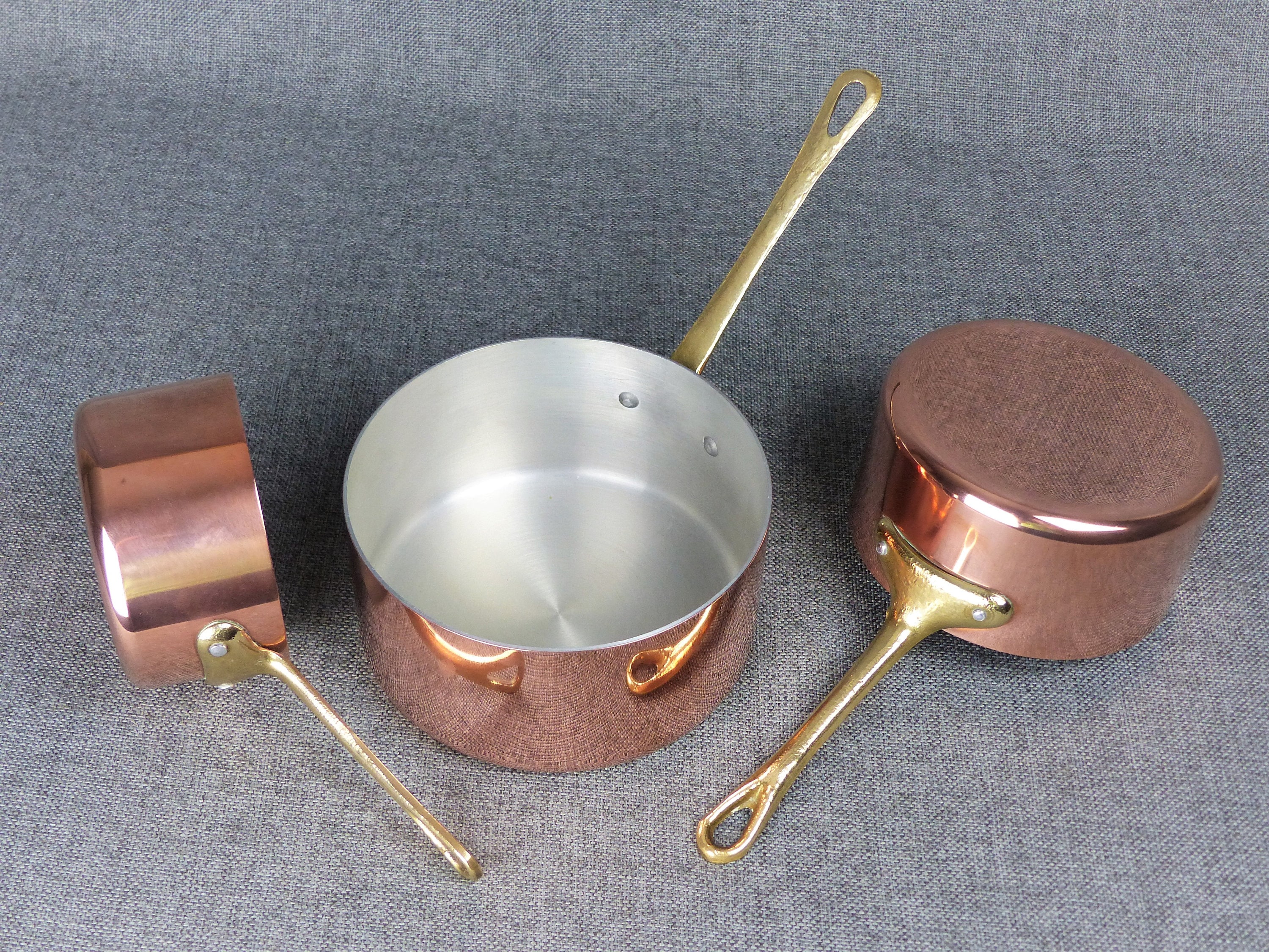 Vintage French Copper Pans - Set of 3