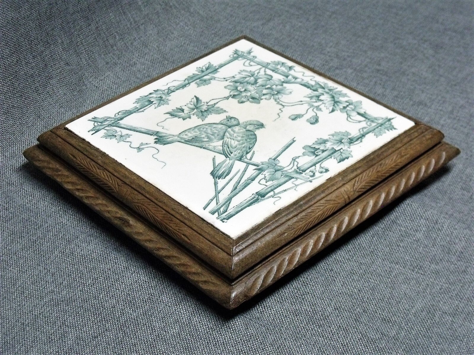 Antique French Large Ceramic Tile Trivet