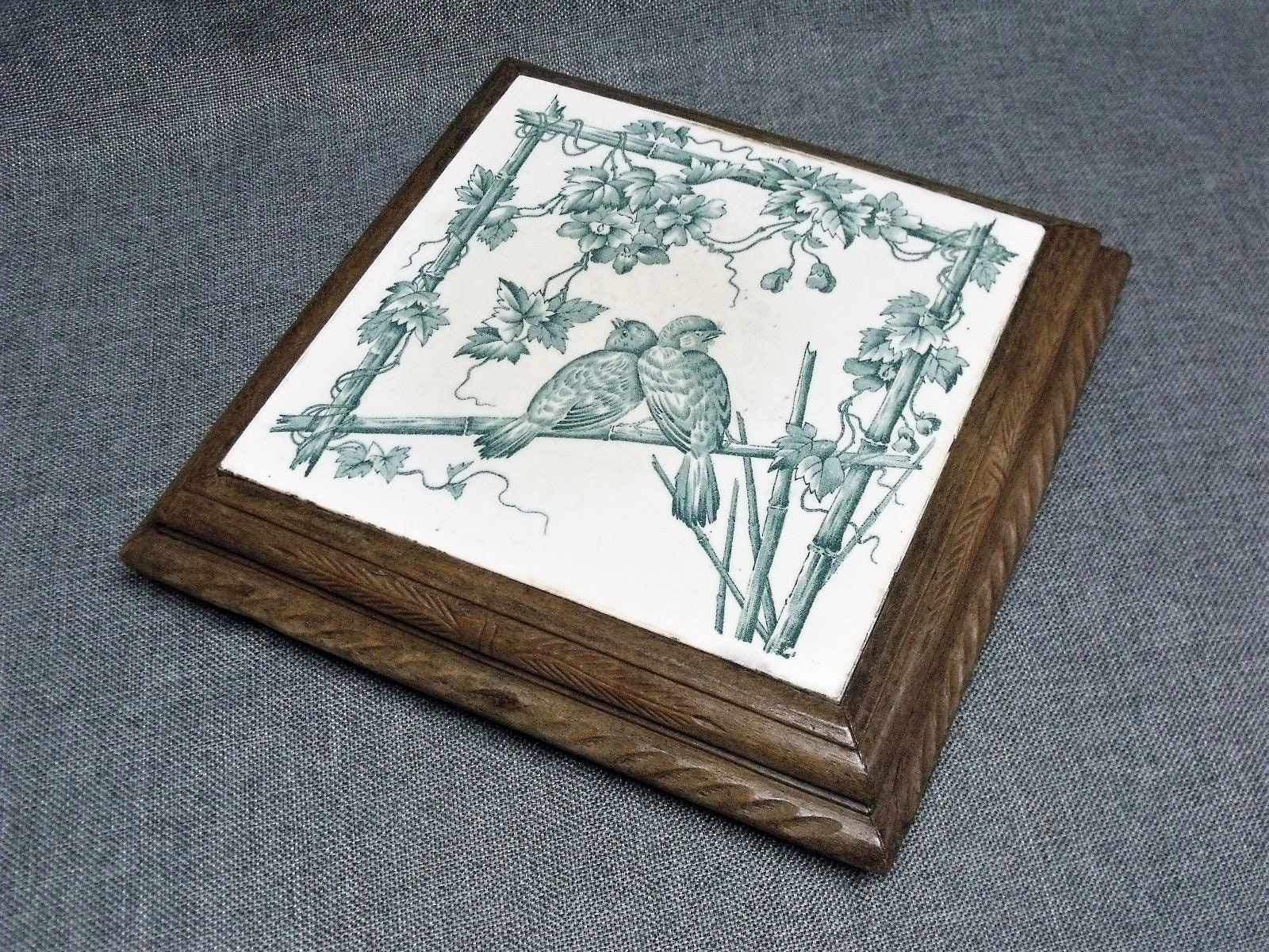 Antique French Large Ceramic Tile Trivet