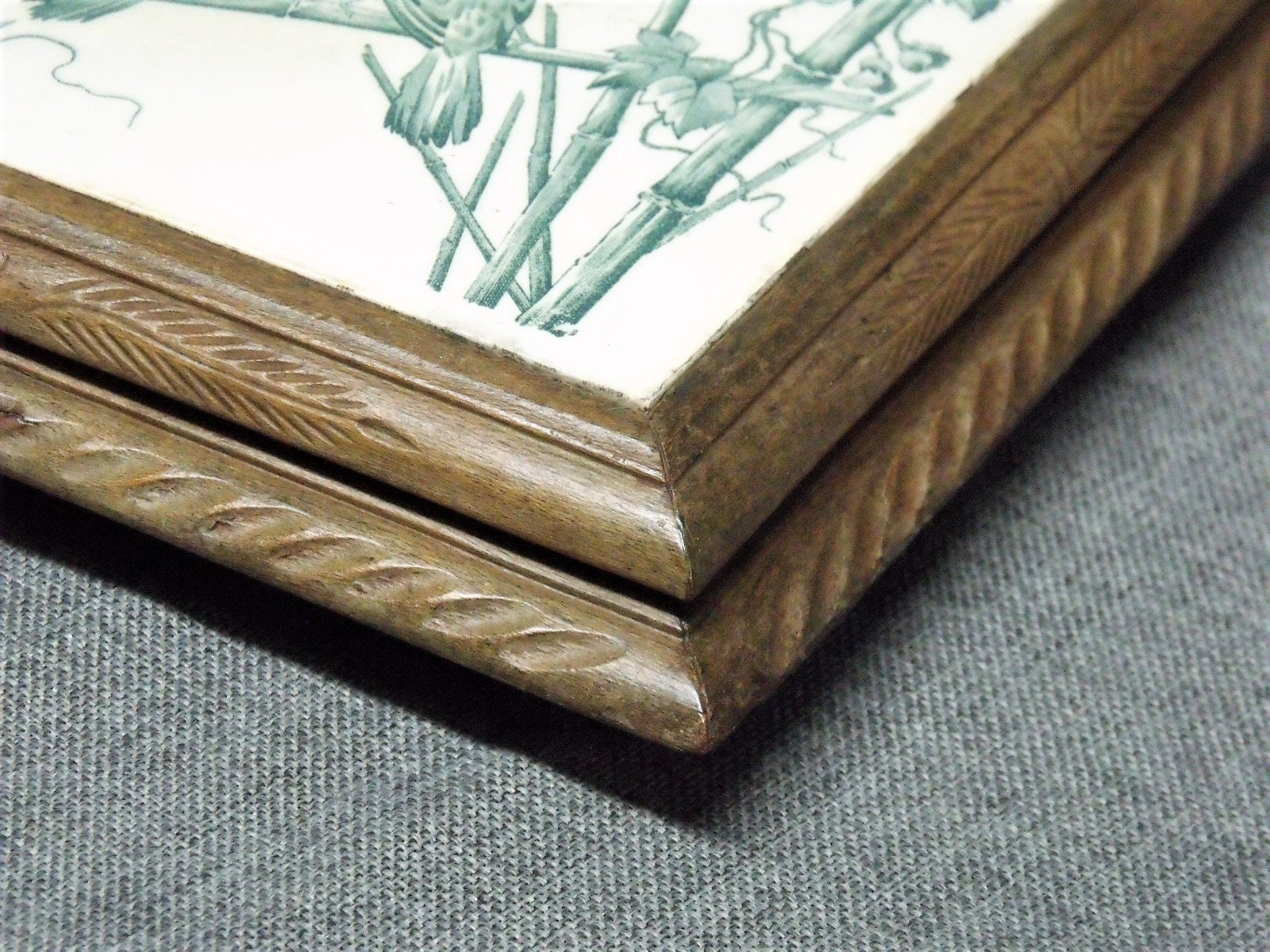 Antique French Large Ceramic Tile Trivet